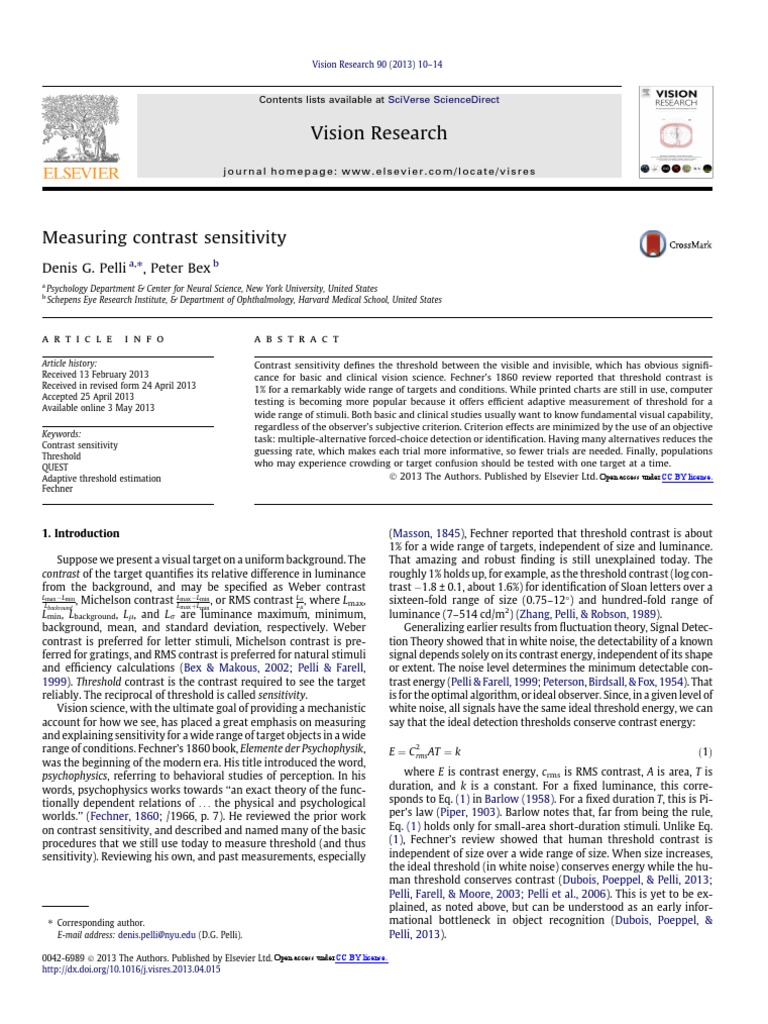 Michelson Contrast Sensitivity PDF | PDF | Contrast (Vision ...