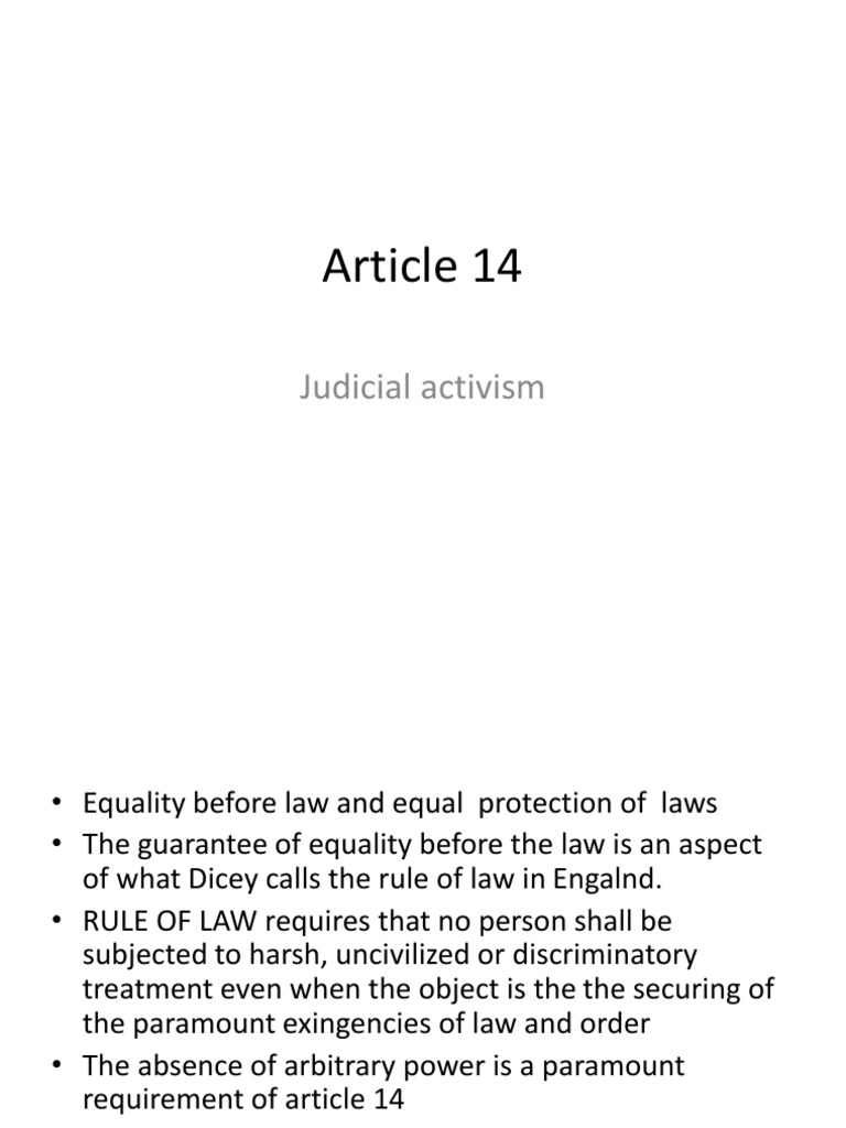 Article 14: Judicial Activism | PDF