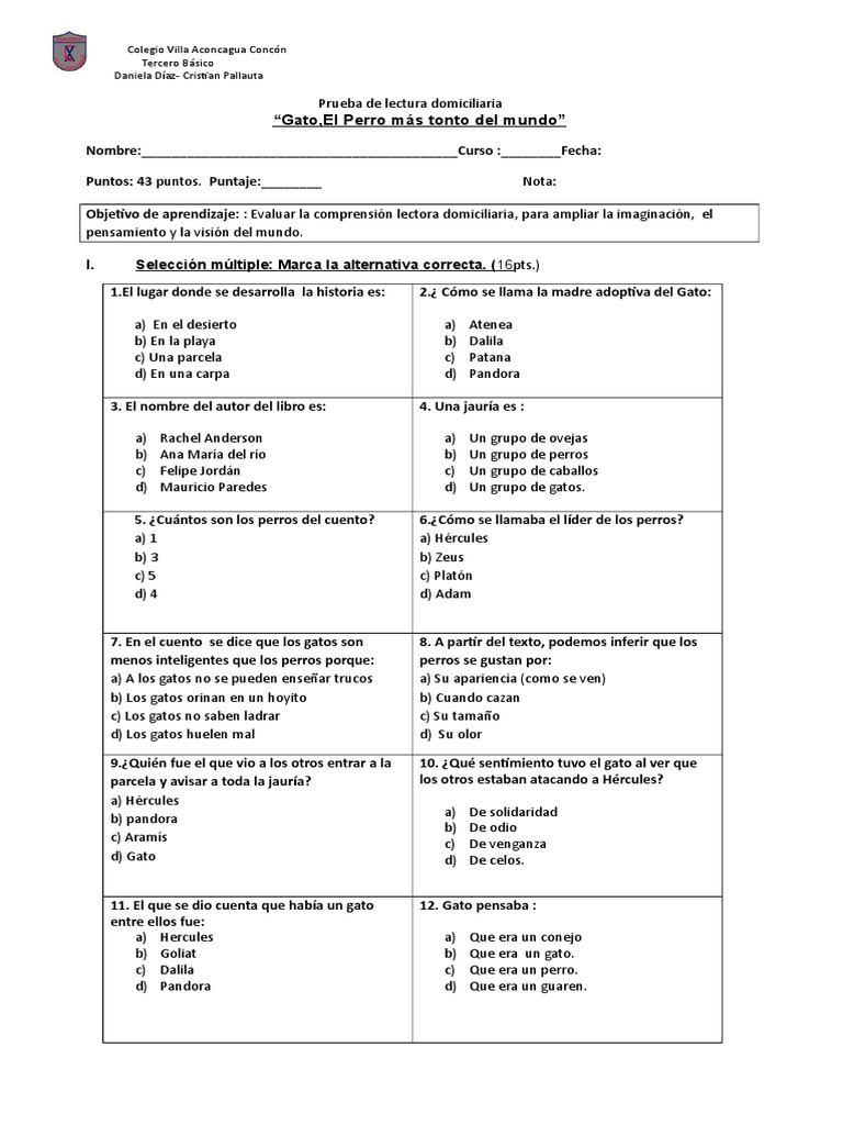 Lectura Gato, El Perro Mas Tonto Prueba | PDF | Gatos | Perros