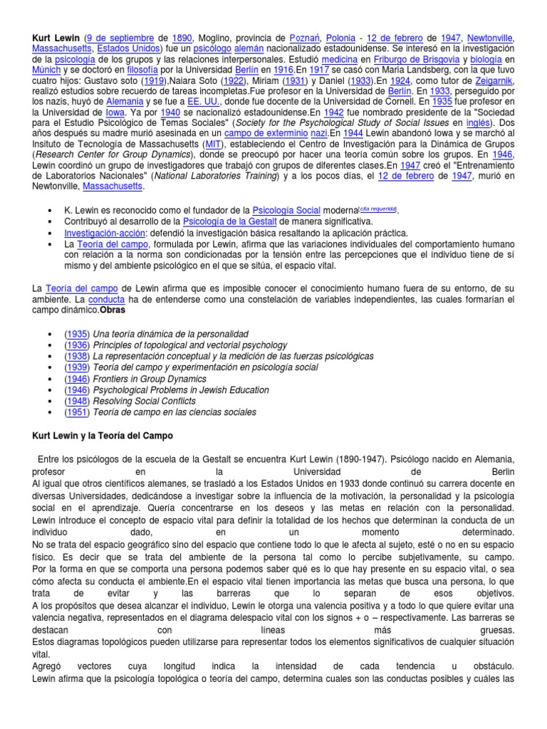 Kurt Lewin y Floyd Allport | PDF | Cognición | Neurociencia