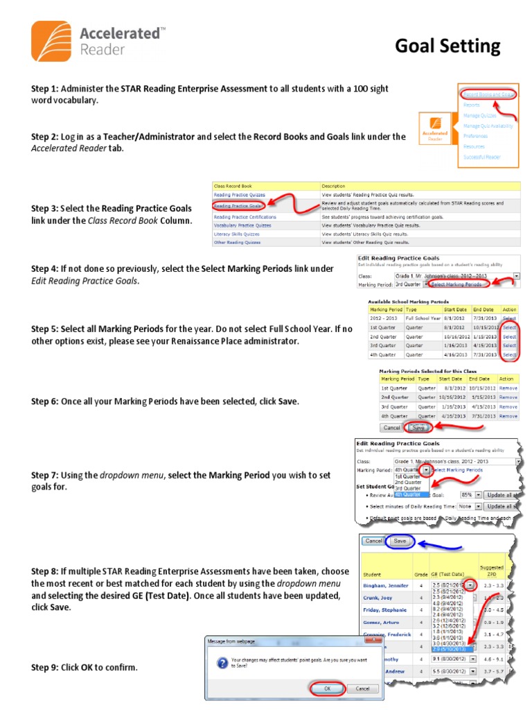 Step-by-Step Guide to Setting Reading Goals | PDF | Teaching | Computing