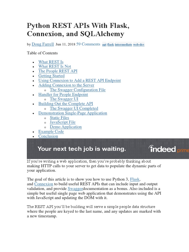 Building REST APIs with Flask and SQLAlchemy | PDF | Representational ...