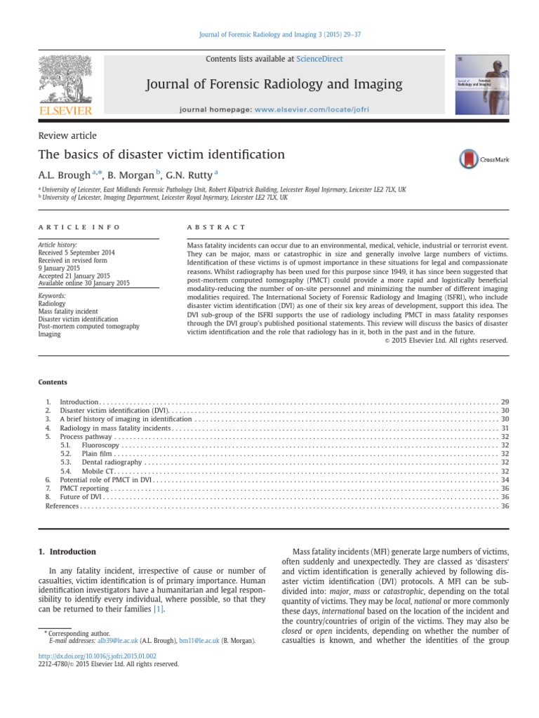 The Basic of Disaster Victim Identification | PDF | Medical Imaging ...