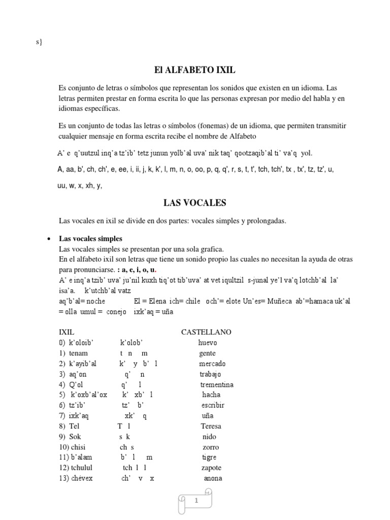 Contenidos de Ixil | PDF | Sustantivo | Alfabeto