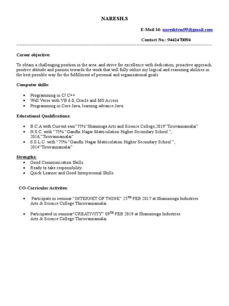 Stop CV Format | PDF | Cognition | Learning