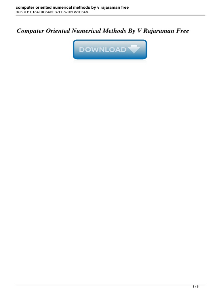 Computer Oriented Numerical Methods by V Rajaraman Free | PDF | Numerical Analysis | Equations