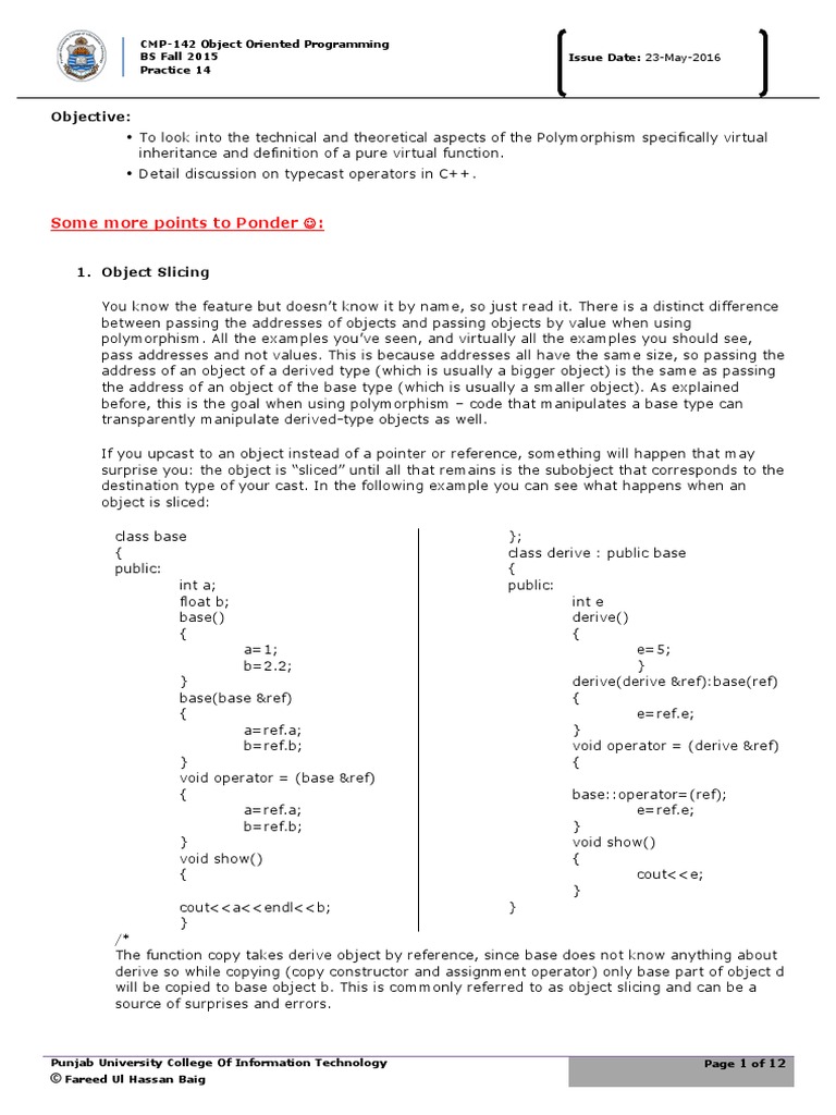 Object Oriented Programming | PDF | Pointer (Computer Programming ...