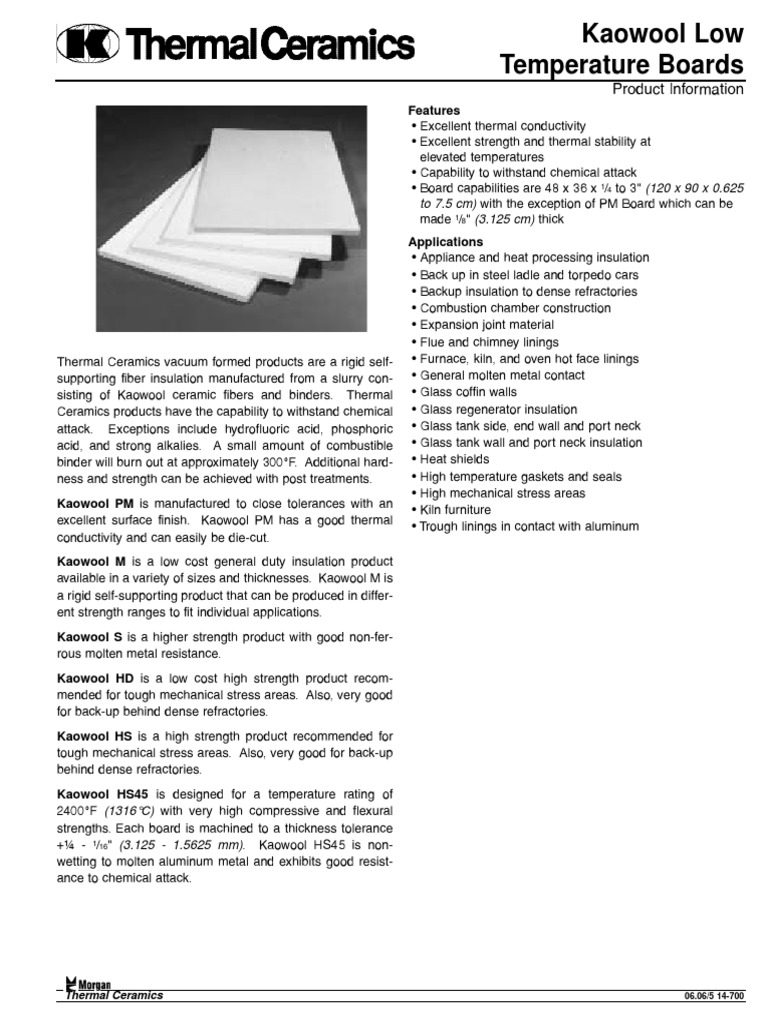 Kaowool Ds | PDF | Refractory | Thermal Insulation