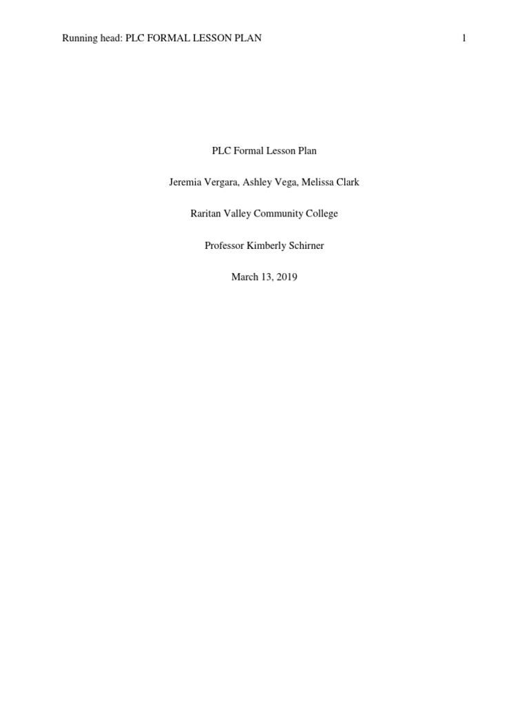 Lesson Plan PLC | PDF | Lesson Plan | Eating Disorder