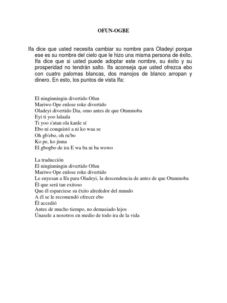 1.ofun Ogbe | PDF | Religión étnica | Santeria