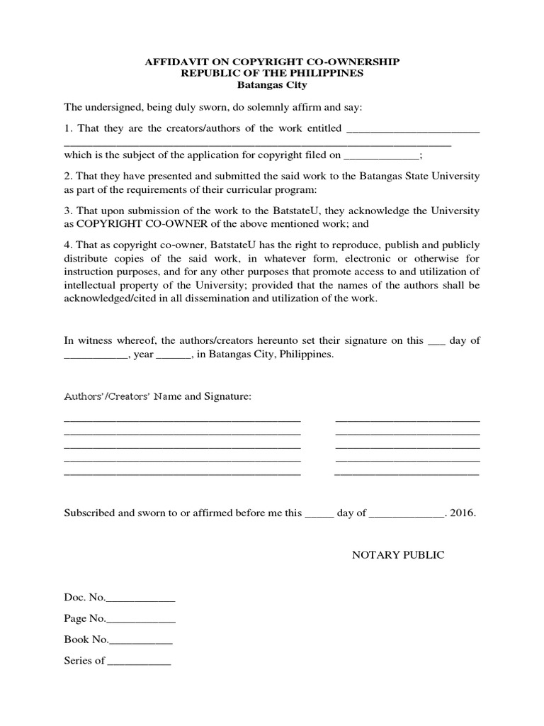 Affidavit 20on 20copyright 20co | PDF | Copyright | Business Law