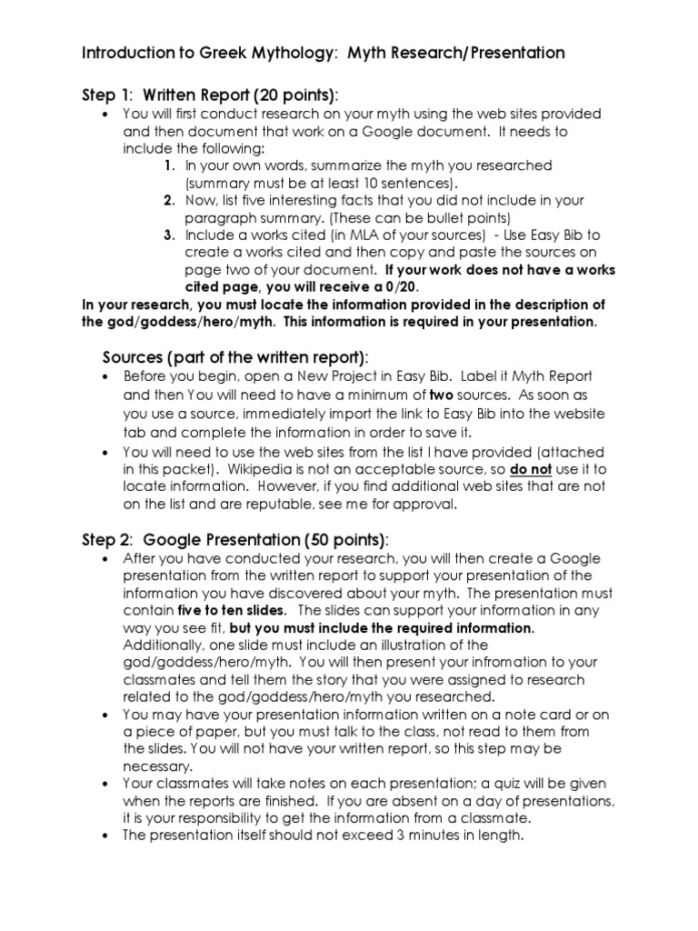 Greek Mythology Research Project Guide | PDF | World Wide Web ...