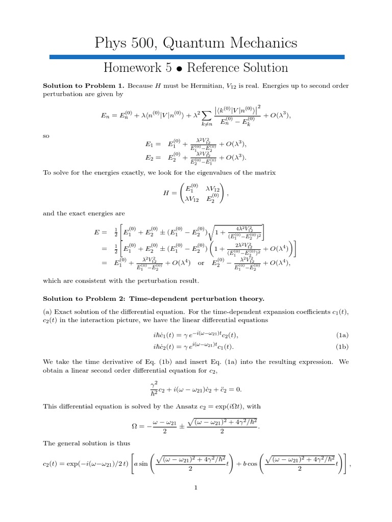 Solved Problems in Quantum Mechanics | PDF | Wave Function ...