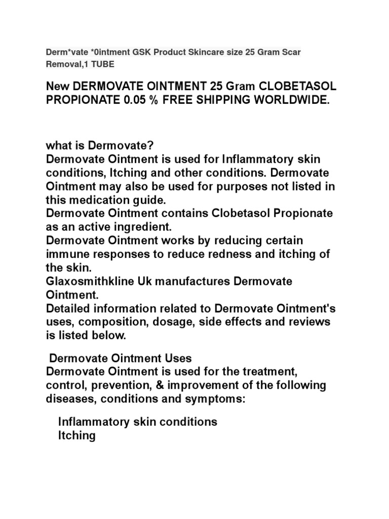 Dermovate 25gr | PDF | Adverse Effect | Topical Medication