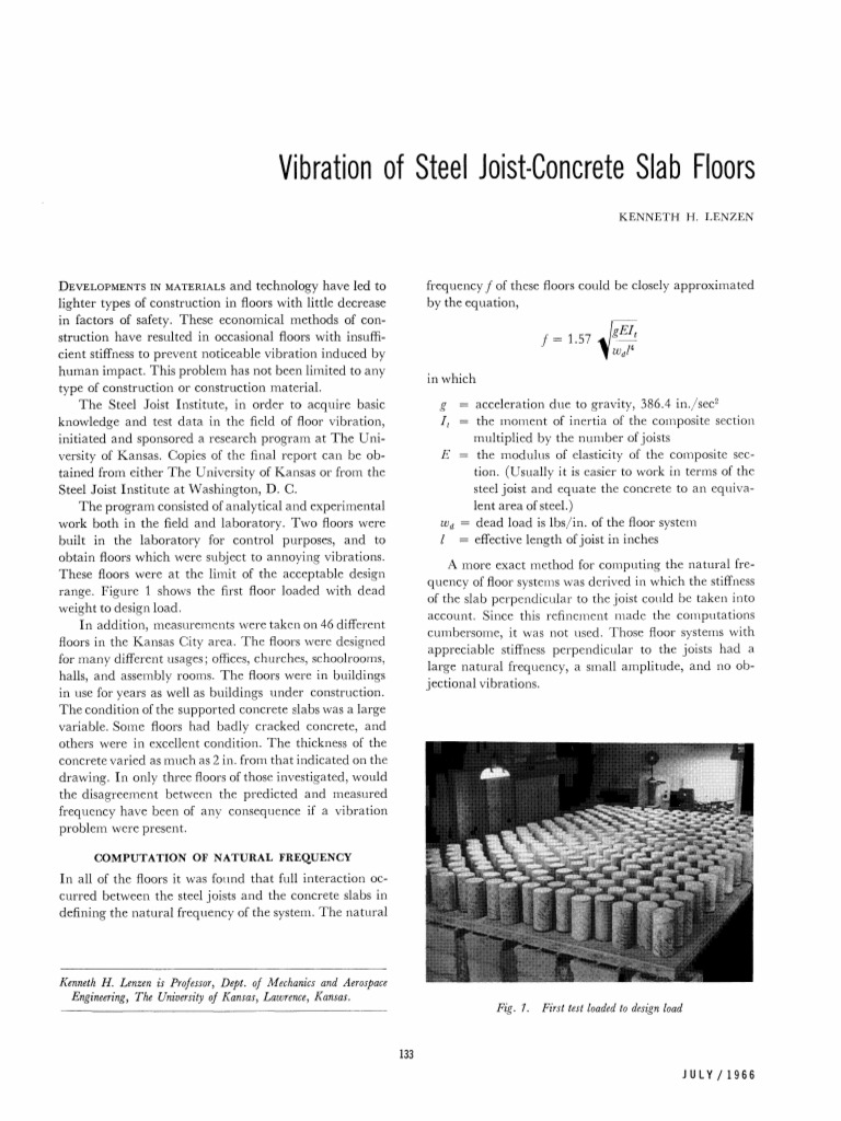 1966 Vibration of Steel Joist-Concrete Slab Floors | PDF | Applied And ...