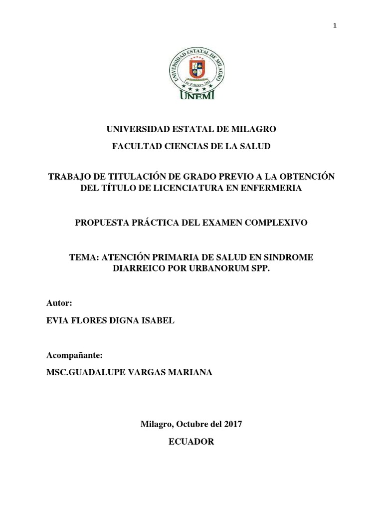 Aps en Sindrome Diarreico Por Urbanorum Spp. Evia Flores | PDF ...