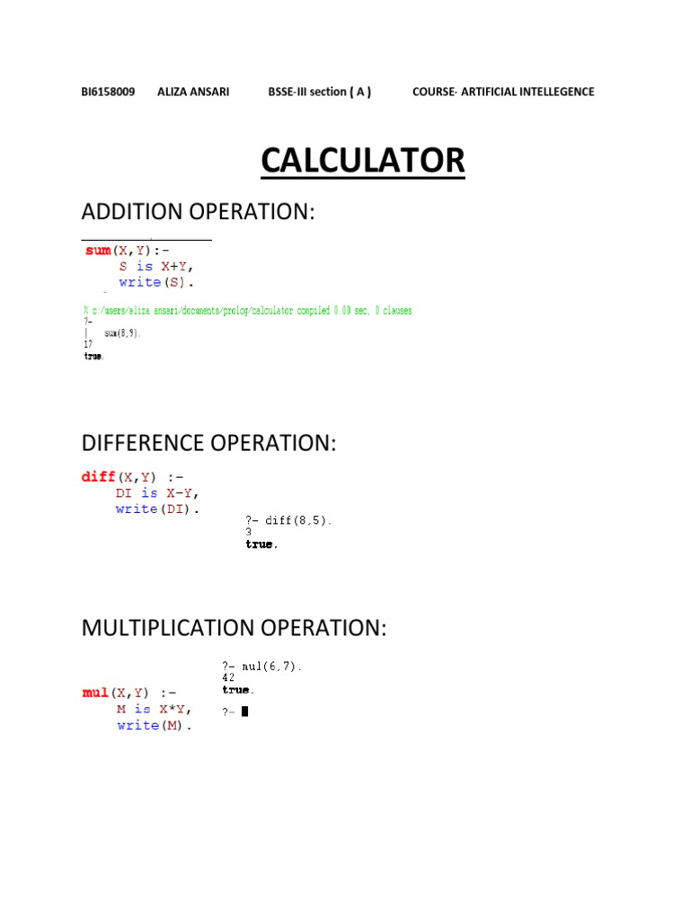 Calculator: Addition Operation | PDF