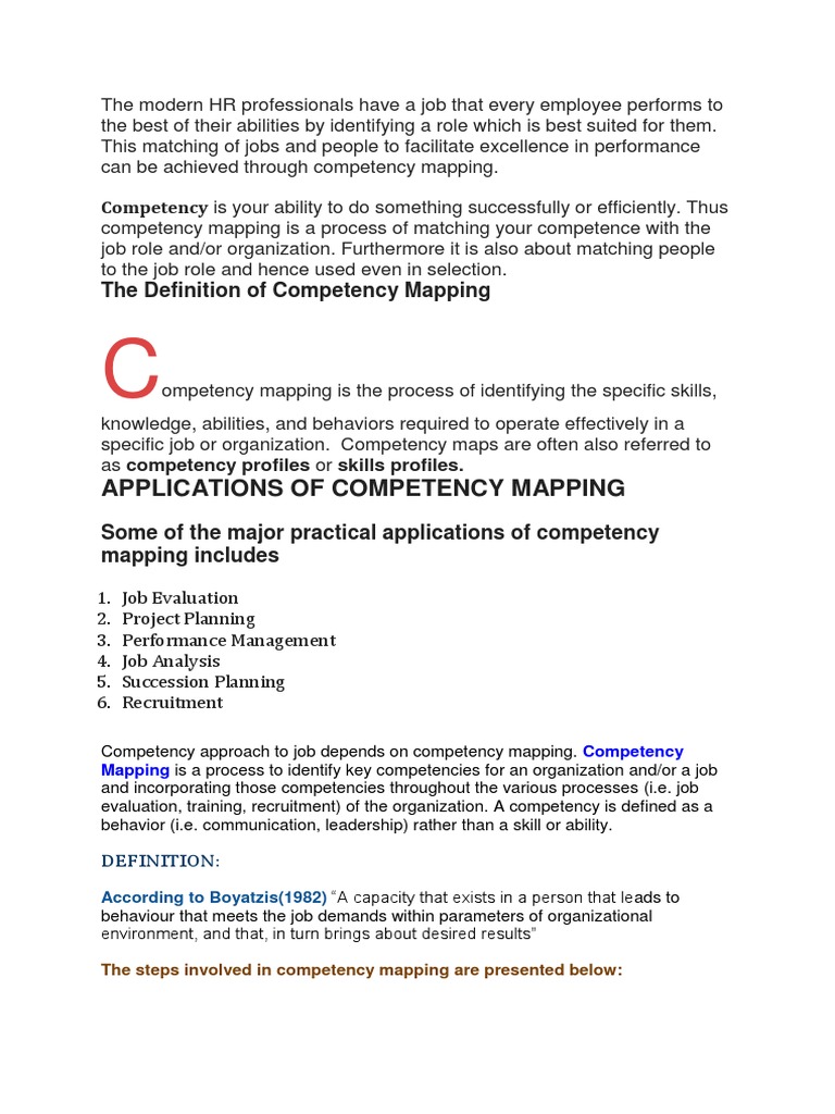 The Definition of Competency Mapping | PDF | Competence (Human ...