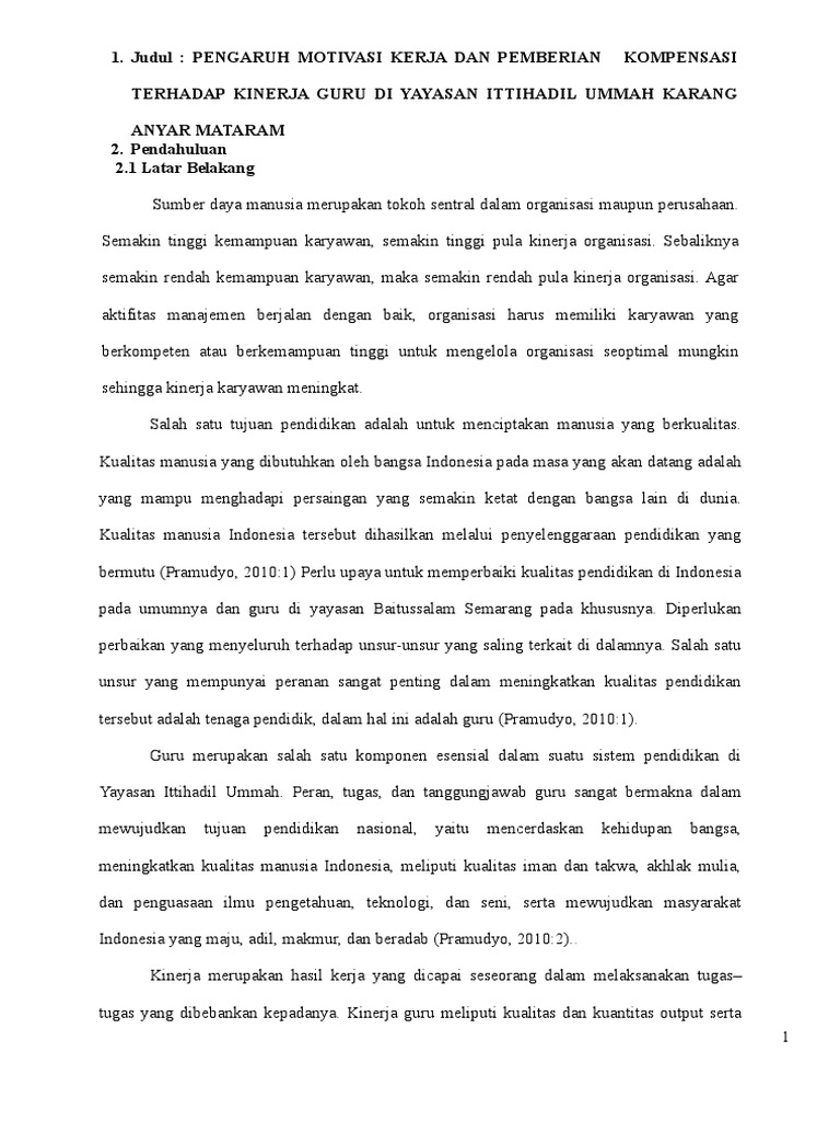 Contoh Draf Proposal Penelitian MSDM | PDF