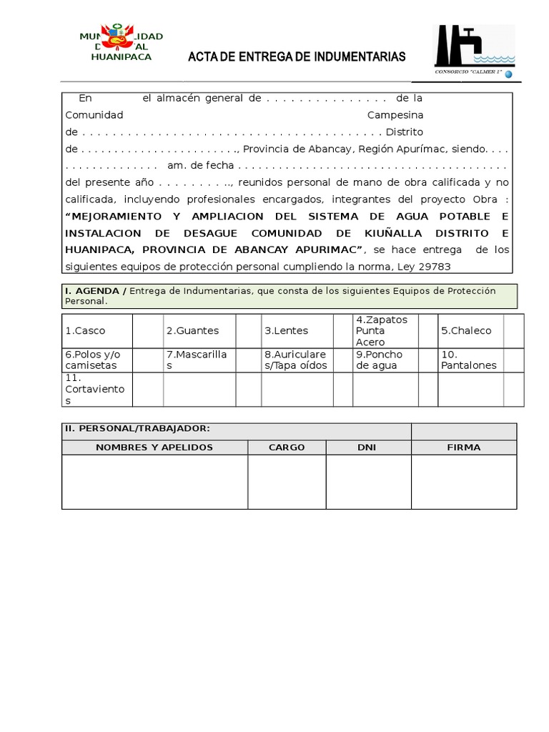 Acta de Entregas de Epps | PDF