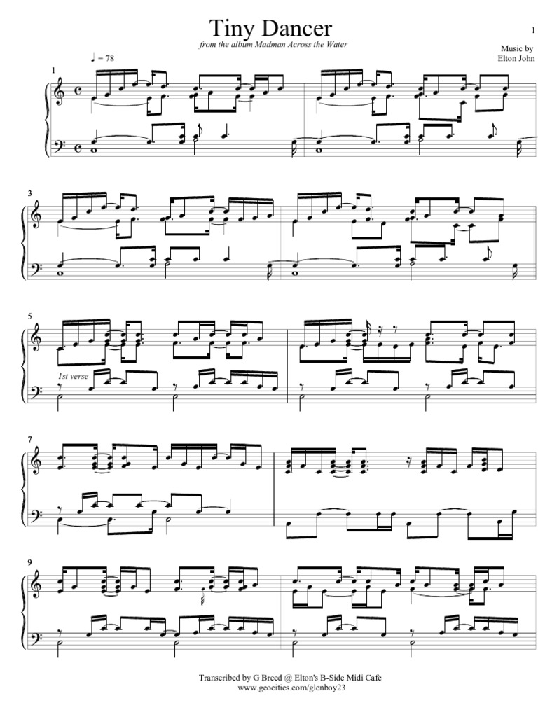 Tiny Dancer Piano Sheet Music | PDF