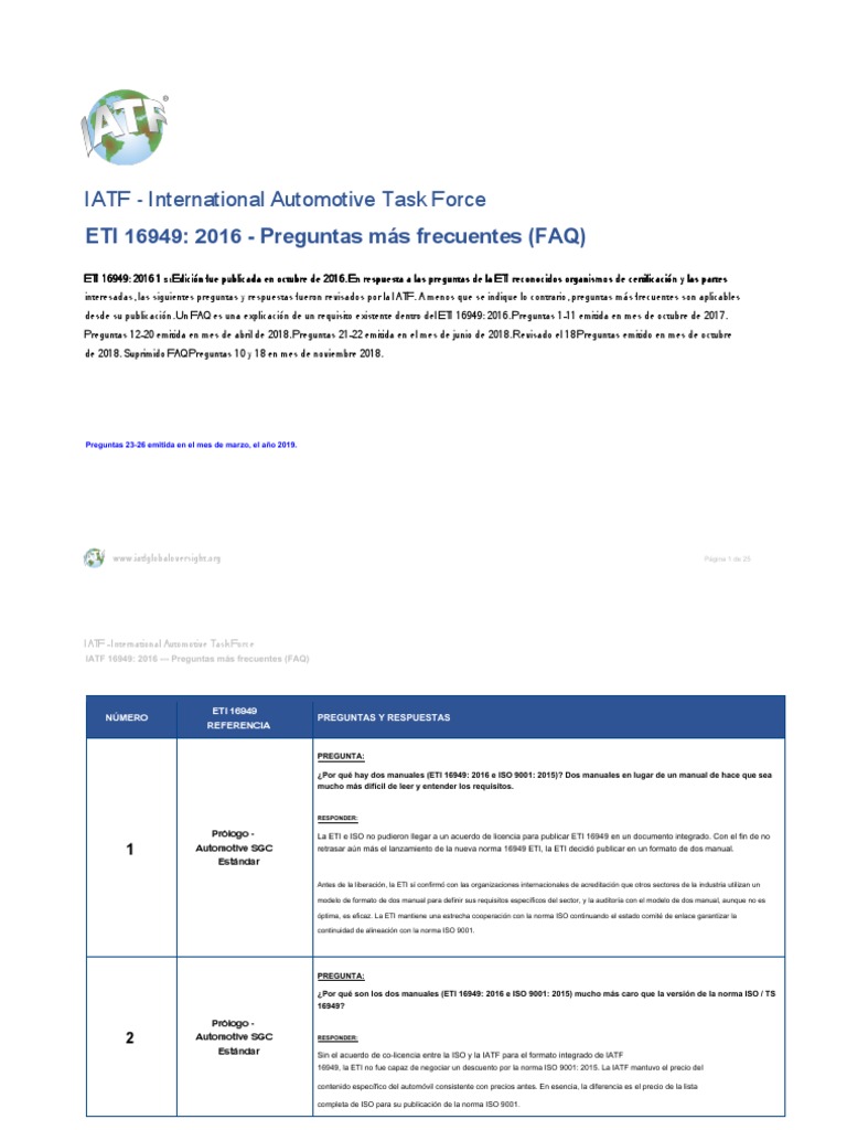 Norma automotriz IATF 16949 FAQ | PDF | Calibración | Software