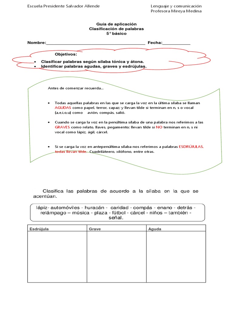 Clasificacion de Palabras | PDF | Fonología | Lingüística