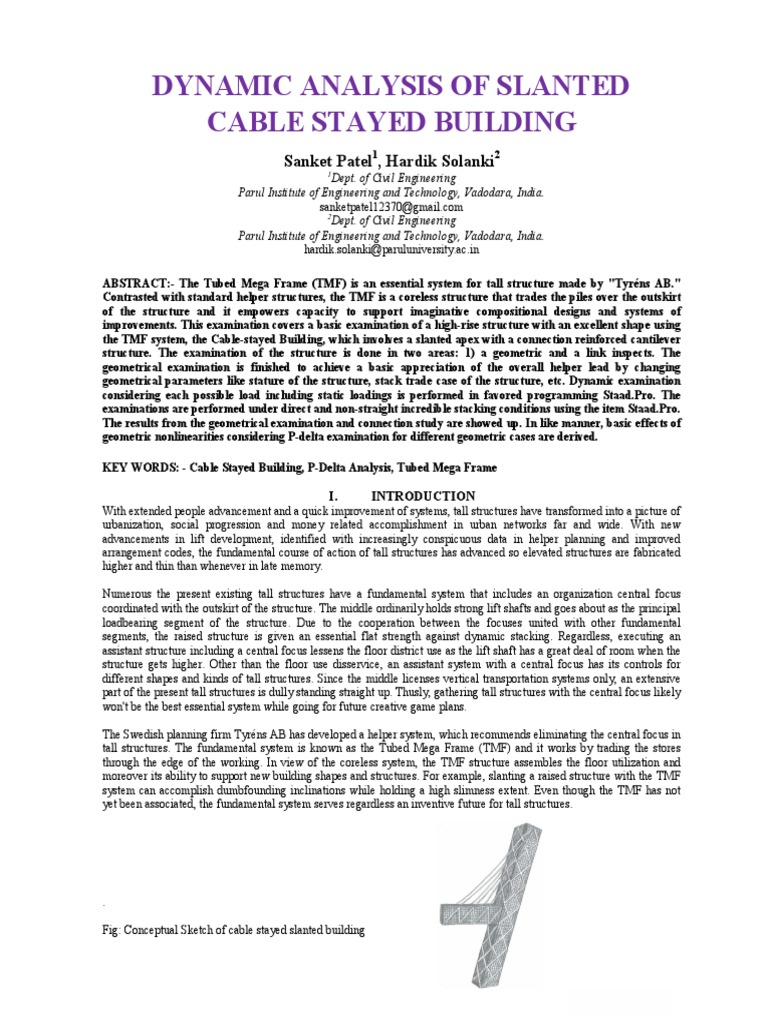 Analyzing the Dynamic Behavior of an Inclined Cable-Stayed Building ...