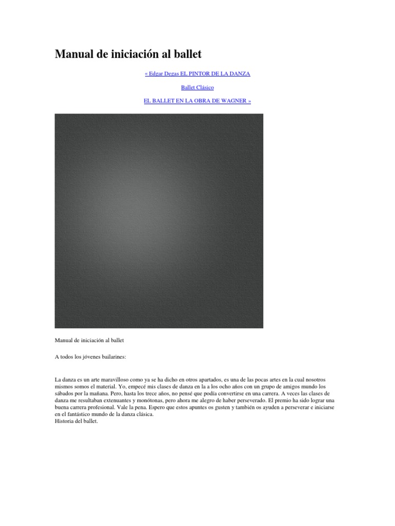 Manual de Iniciación Al Ballet | PDF | Ballet | Bailes