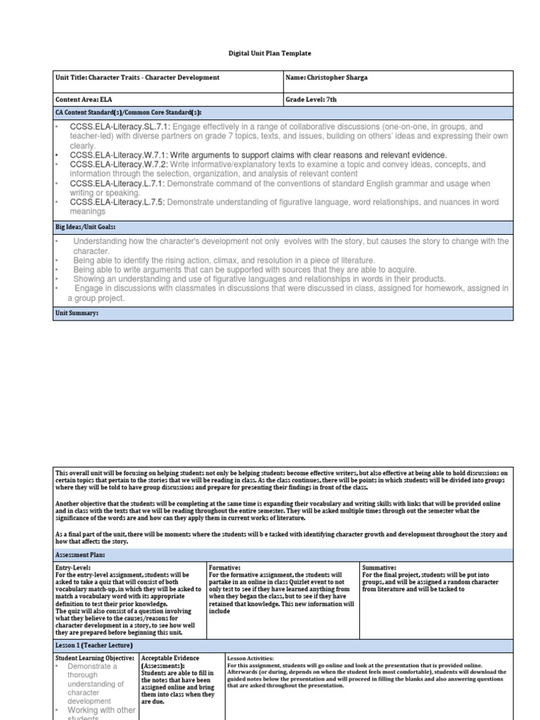 Digital Unit Plan Template 1 | PDF | Semiotics | Learning