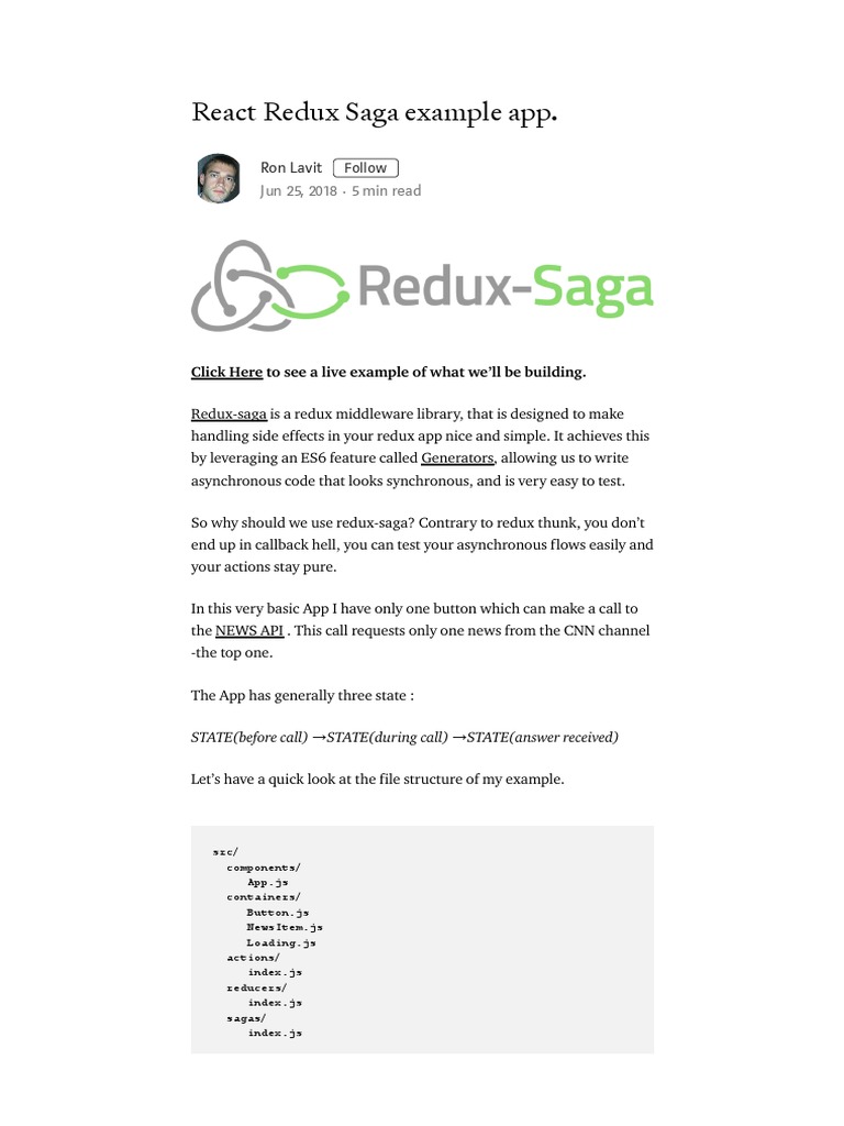 React Redux Saga Example App. - Ron Lavit | PDF | Computer Engineering ...