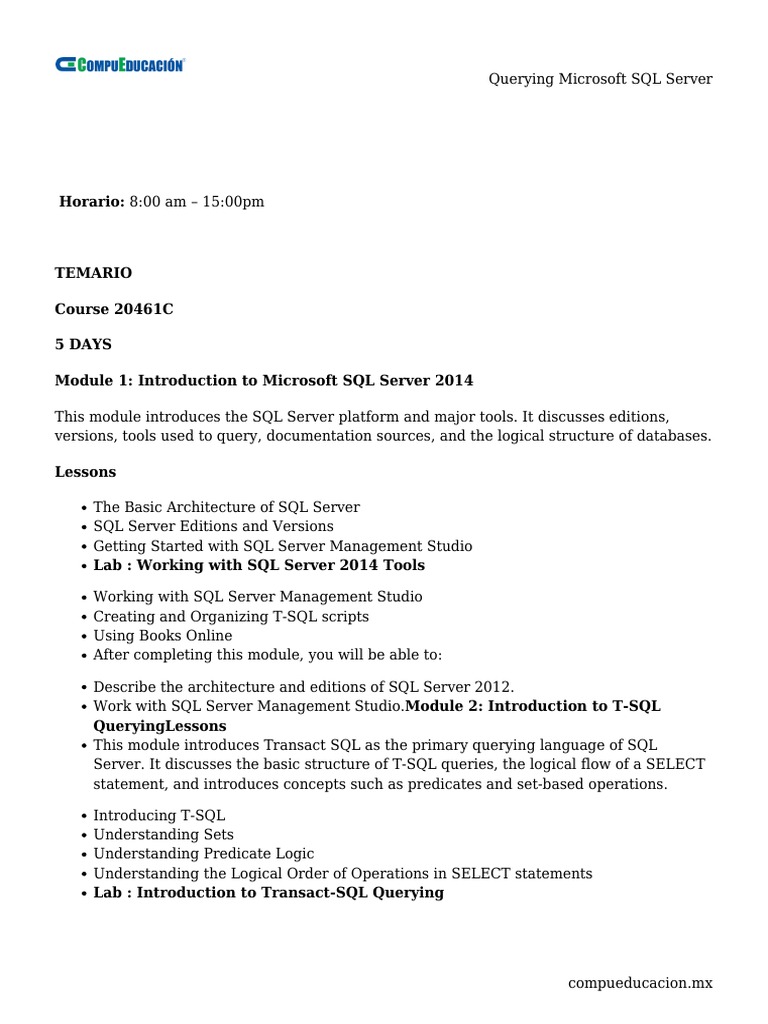 Querying Microsoft SQL Server | PDF | Sql | Microsoft Sql Server
