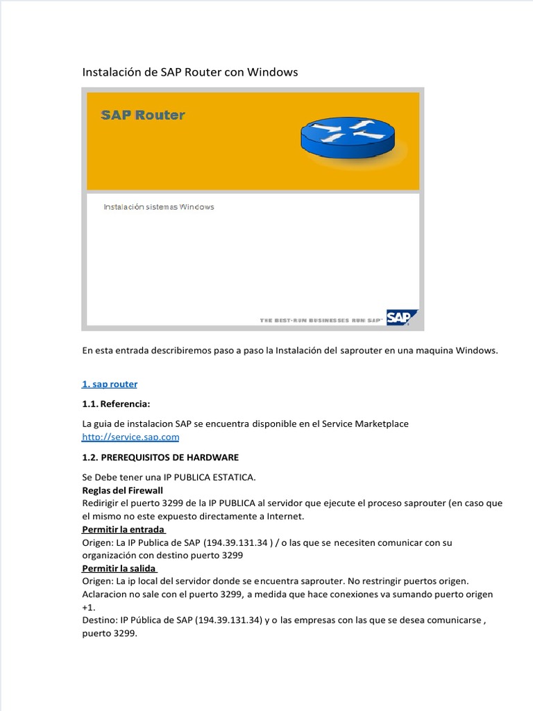 Dokumen - Tips Instalacion de Sap Router Con Windows | PDF | Archivo de ...