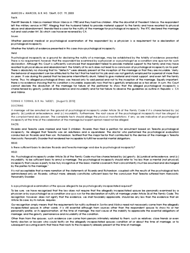 Psychological Incapacity | PDF | Marriage | Annulment