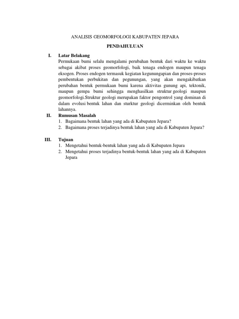 Geomorphological Analysis of Jepara Regency | PDF