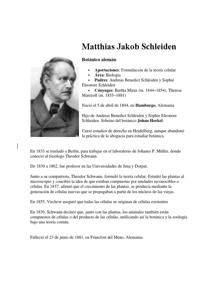 Matthias Jakob Schleiden | Biología | Organismos