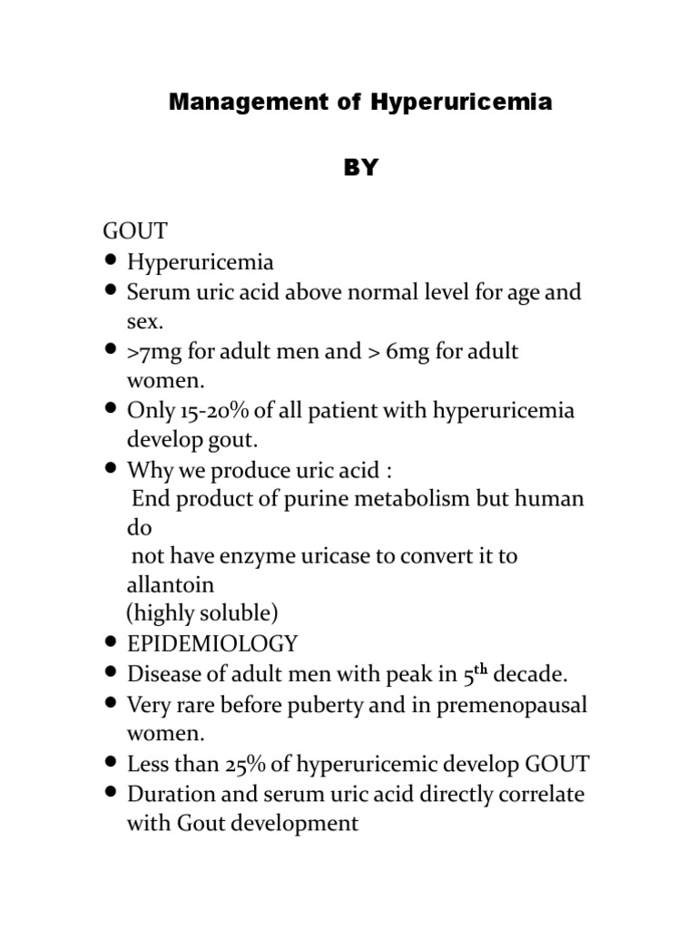 Management of Hyperuricemia | PDF | Gout | Drugs