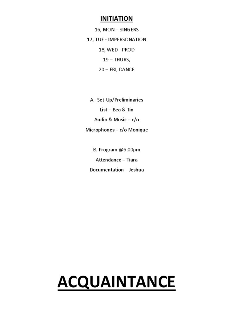 Acquaintance & Initiaton Overview | PDF