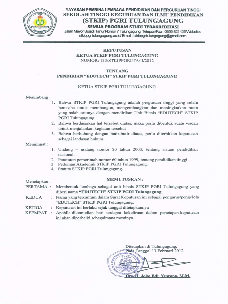 SK Pendirian Unit Bisnis | PDF