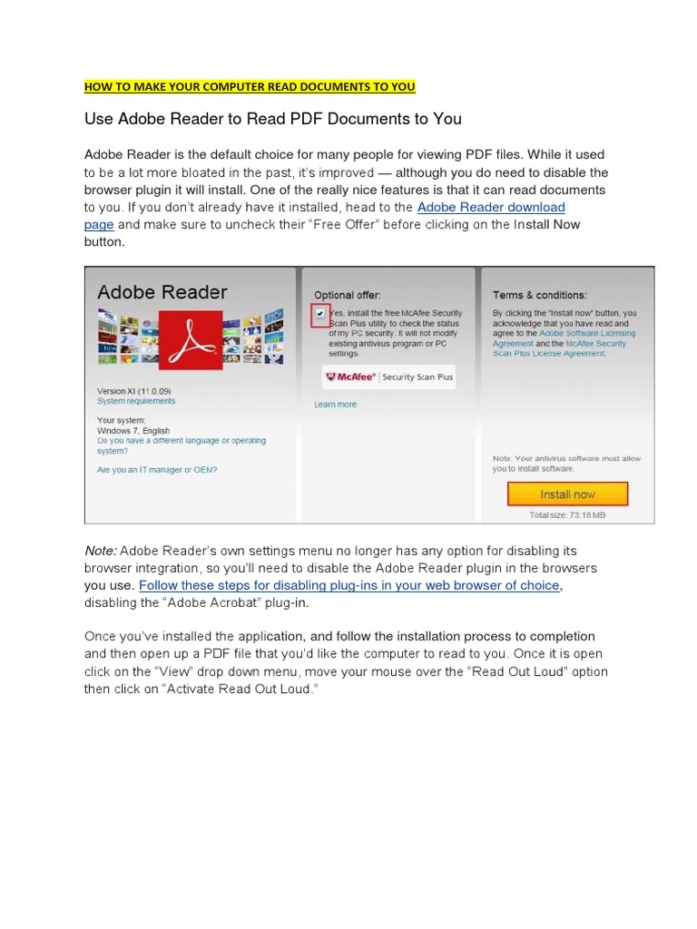 Adobe Reader: How to Use Read Aloud | PDF | Digital Technology | System ...