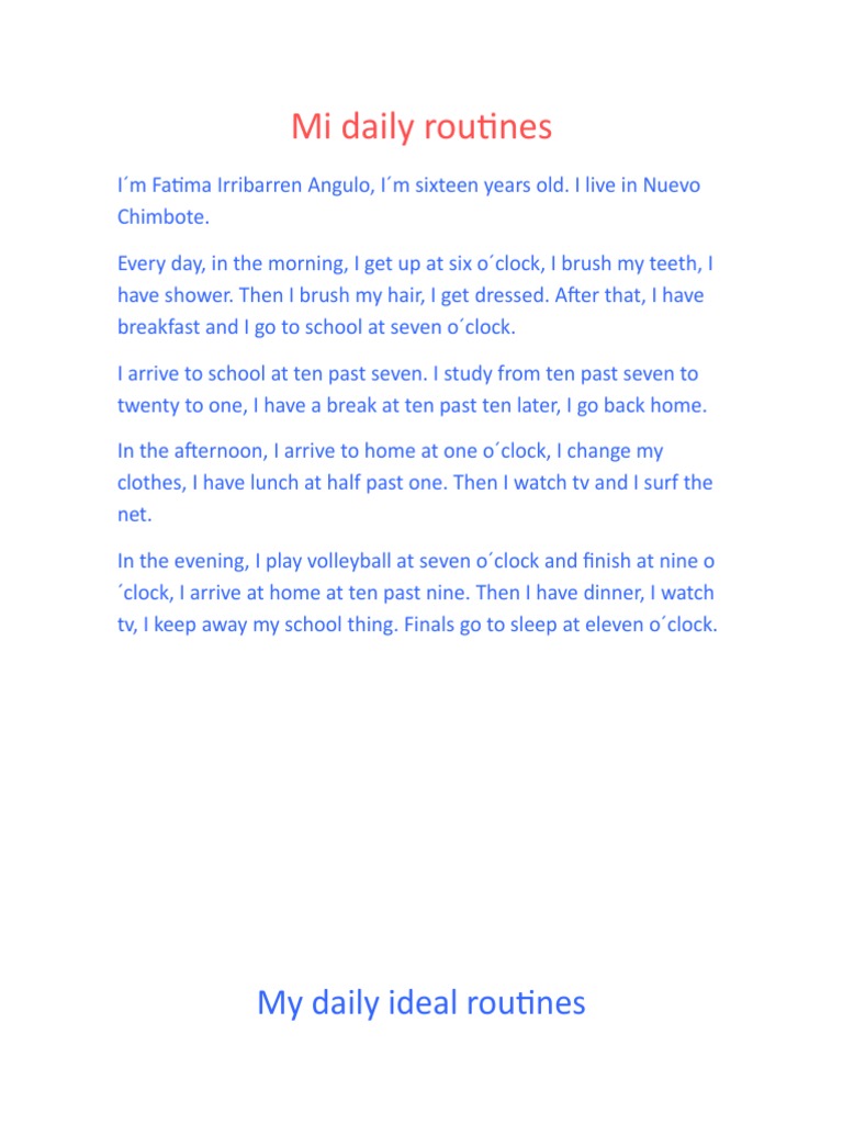 Mi Daily Routines | PDF