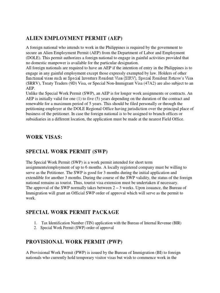 Alien Employment Permit | Download Free PDF | Alien (Law) | Travel Visa