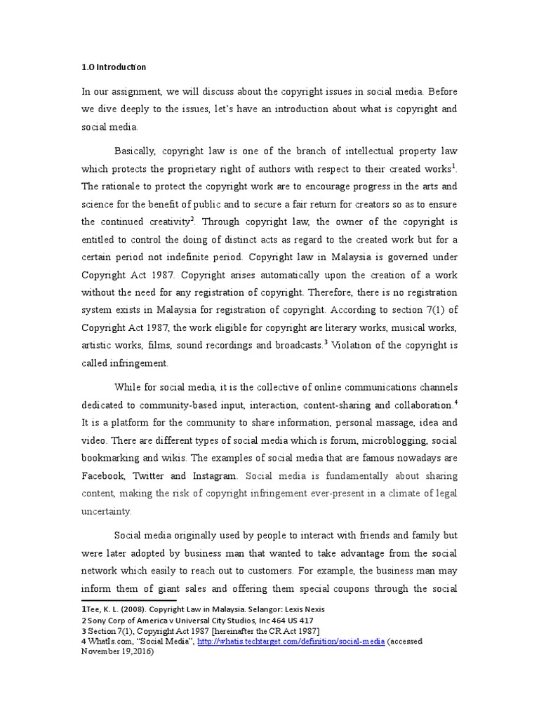Introduction Of Copyright Pdf Social Media Popular Culture