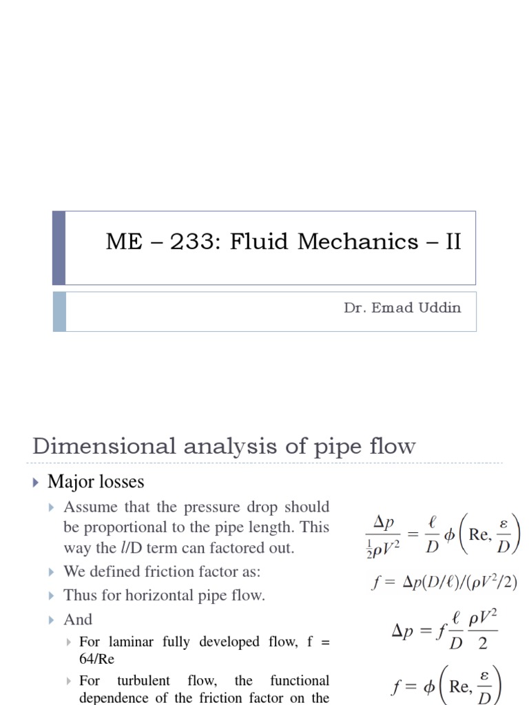 Dimensional Analysis of Pipe Flow PDF | PDF | Fluid Mechanics ...