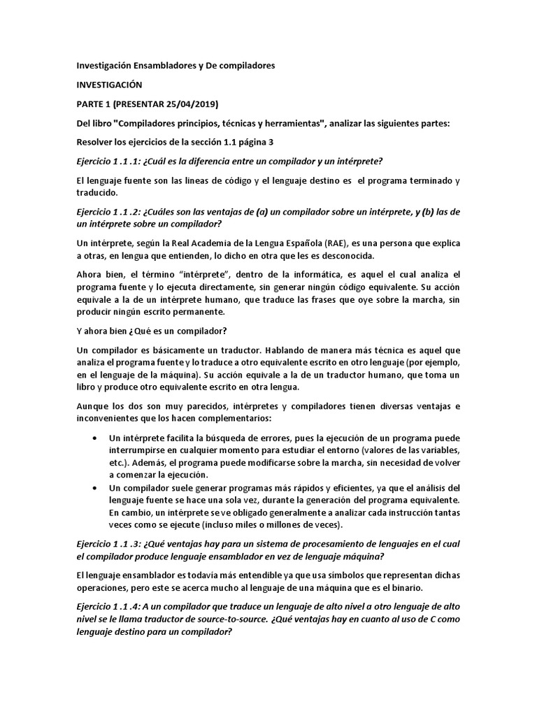 Investigación Ensambladores y de Compiladores | PDF | .NET Framework | Compilador