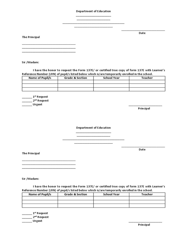 Request Form - 137 | PDF
