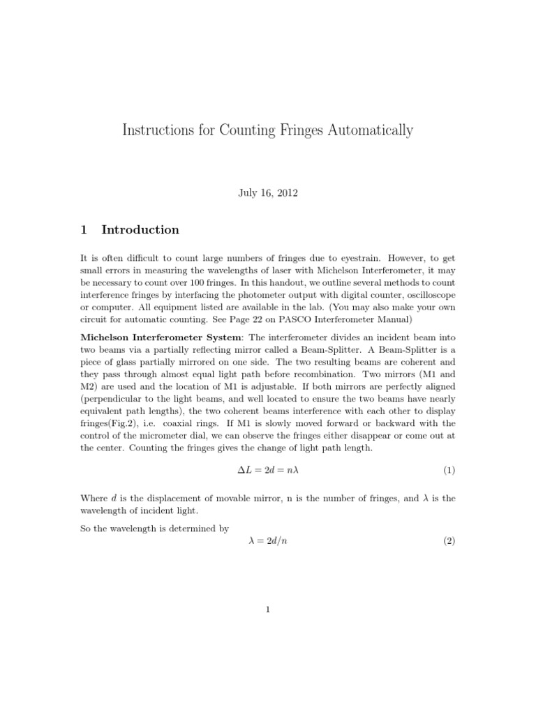 Instructions For Counting Fringes Automatically: July 16, 2012 | PDF ...