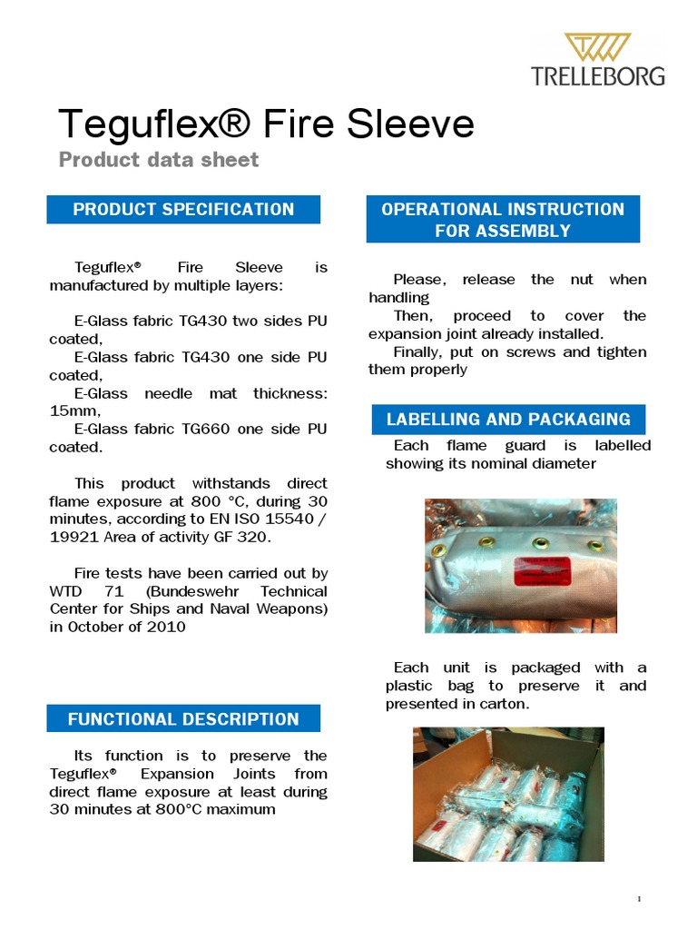 Teguflex® Fire Sleeve Specifications | PDF