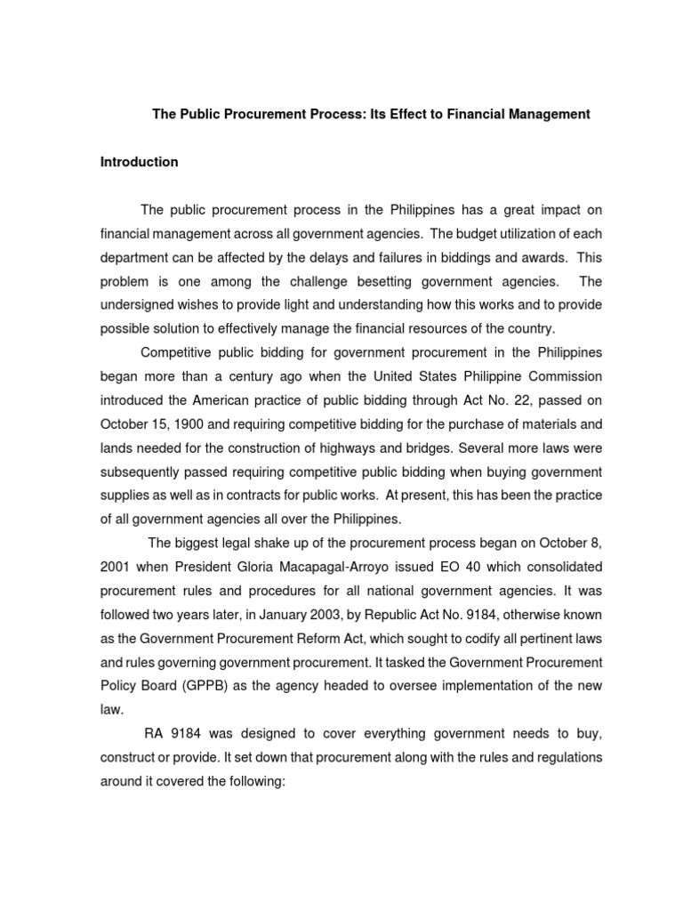 The Public Procurement Process | PDF | Construction Bidding | Procurement