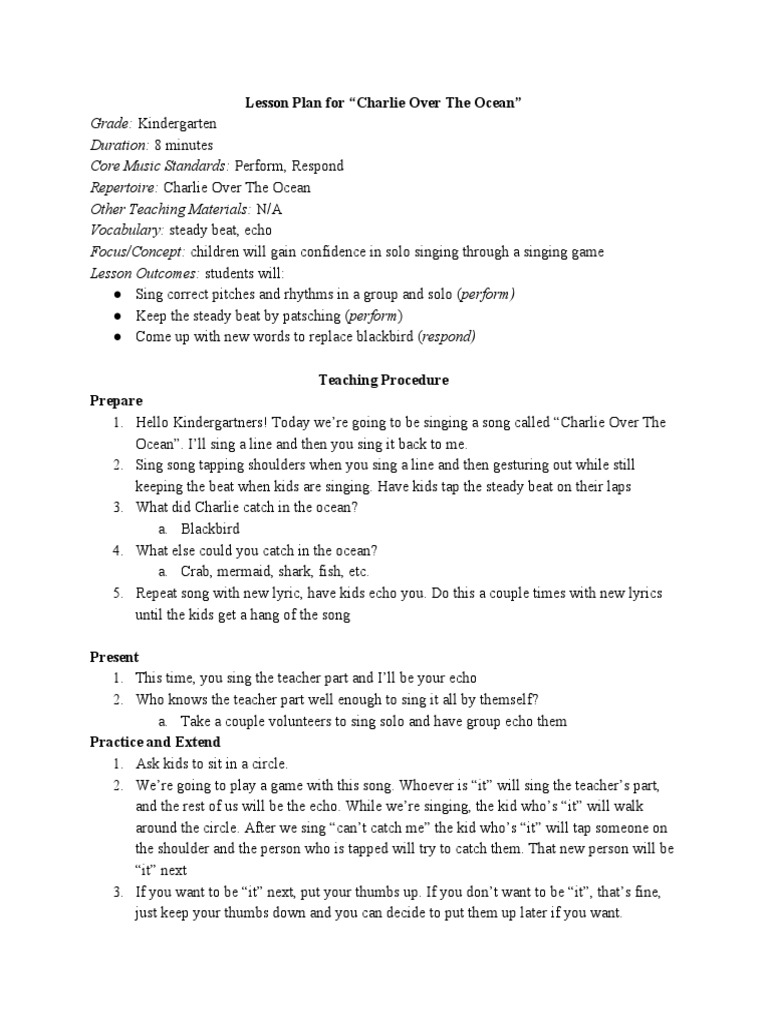 Mckeever - Charlie Over The Ocean Lesson Plan | PDF | Language Arts ...